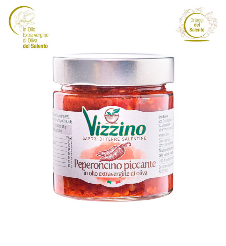 Peperoncino Sott'olio Salento. Piccante o a Rondelle. Vizzino.
